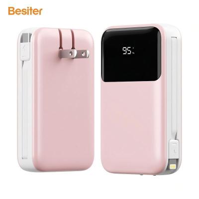 China 2 In 1 Plug In Power Bank 10000mAh 22.5W Fast Charging With Cables / LED Display for sale