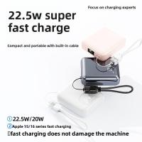 China High Capacity Ultra-Compact Fast Charging 10000mah LED Display Type-C Power Bank 22.5W with Cable Customized for sale
