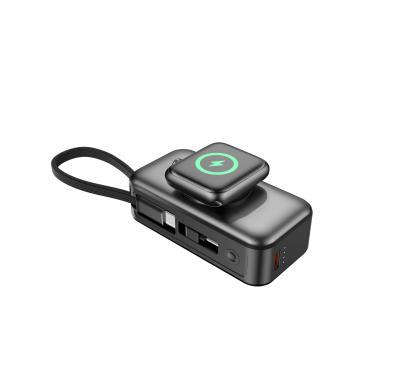 China Mini 5000mAh Portable Pocket Power Bank with Type-C Input/Output 20W 3 Type-C & Stand Wireless Charger for Watch for sale