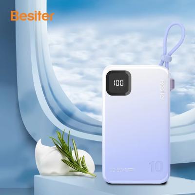 China Besiter Portable 10000mah Power Bank with LED Display Fast Charging 22.5w Built-in Cable Power Banks for Mobile Phone for sale