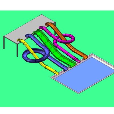 China Middle Size Multiple Riders Custom Water Slide For Fun Family for sale