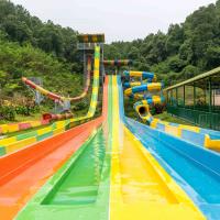 China Colourful Fiberglass Big Water Slide  For Outdoor Fun Many People Capacity for sale