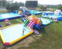 China Large pool inflatables water pool inflatable swimming with inflatable slide commercial water slide for kids and adults for sale
