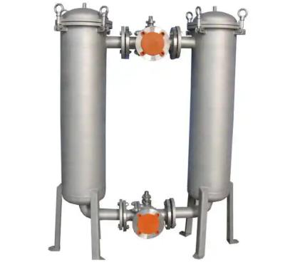 China Stainless Steel Bag Filter 5 Micron 50 Micron Double Cylinder Beverage Juice Milk for sale