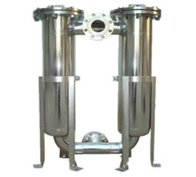 China Skid Duplex Bag Filter Housing Beverage Fresh Milk Double Barrel Sugar Liquid Impurity for sale
