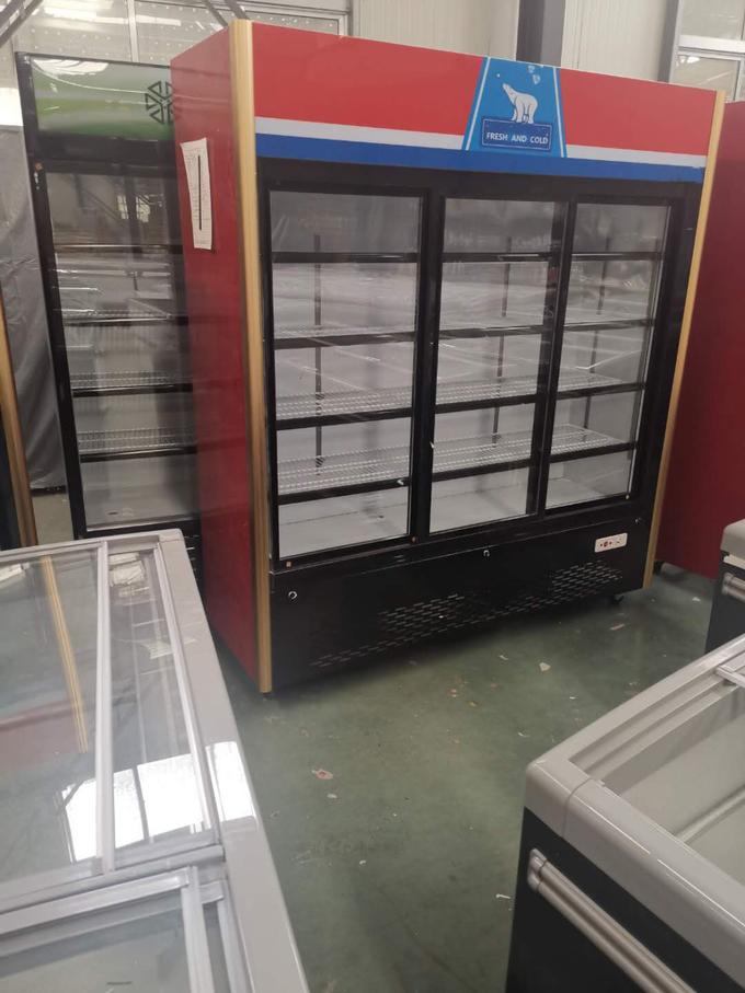 1168L Glass Door Display Freezer , 110V To 240V 3 Sliding Door Refrigerator 1