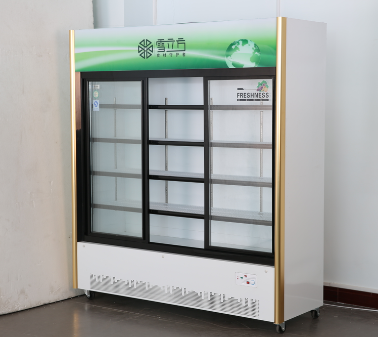 1168L Glass Door Display Freezer , 110V To 240V 3 Sliding Door Refrigerator 2