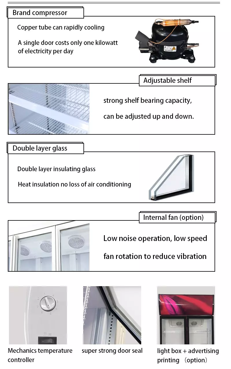 1168L Glass Door Display Freezer , 110V To 240V 3 Sliding Door Refrigerator 8