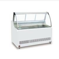 China Trapezoidal Duck Neck Cabinet White Glass Display Cabinet Meat Cabinet for sale