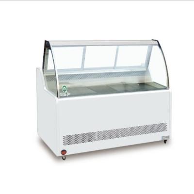 China Trapezoidal Duck Neck Cabinet White Glass Display Cabinet Meat Cabinet for sale