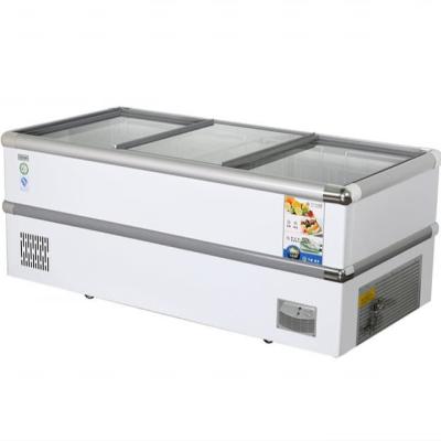 China Large Capacity Glass Door Display Cabinet Commercial Horizontal Fresh Keeping for sale