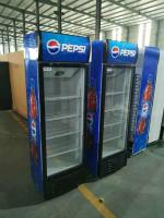 China Beverage Glass Door Display Cabinet Gold Series Vertical Refrigerated for sale