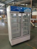 China 2 Glass Door Display Freezer Cabinet Air Cooled Blue Series Fresh Keeping for sale