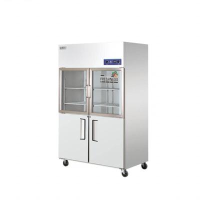 China Double Glass Door Display Freezer Stainless Steel 4 Door Commercial for sale