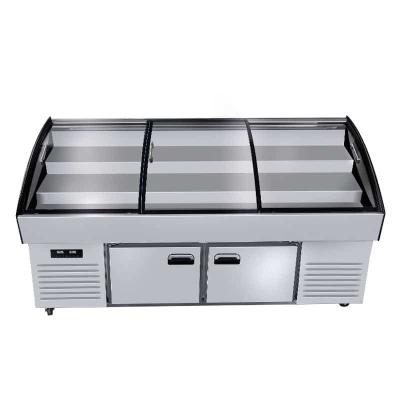 China Seafood Barbecue Fruit Fishing Preservation Display Cases Glass Ladder Ice Table for sale