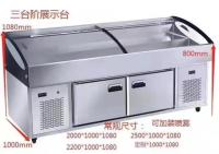 China Seafood Barbecue Fruit Fishing Preservation Display Cases Glass Ladder Ice Table for sale