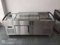 China Seafood Barbecue Fruit Fishing Preservation Display Cases Glass Ladder Ice Table for sale
