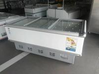 China Commercial Direct Cooling Glass Door Display Freezer Horizontal Island Cabinet for sale