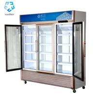 China Triple Door Glass Door Display Freezer Vertical Fan Cooling for sale