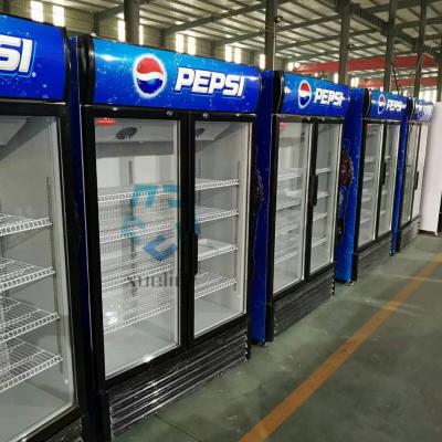 China Double Door Pepsi Glass Door Refrigerator Upright Display Fridge Beer cooler for sale
