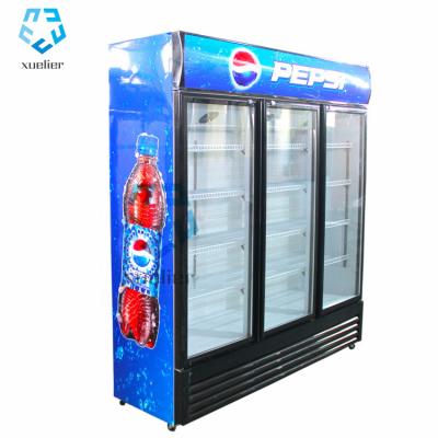 China Three Door Beverage Showcase Commercial Upright Cooler Energy Drink Refrigerator for sale