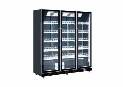 China LARGE CAPACITY BLACK BAR Stainless steel GLASS DOOR DISPLAY FREEZER for sale