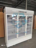 China Commercial three-door upright glass beverage display freezer for sale