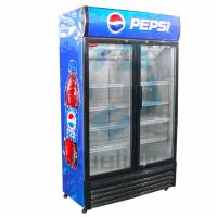 China Commercial double-door upright glass beverage display freezer for sale