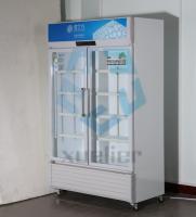 China Commercial double-door upright glass beverage display freezer for sale