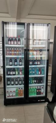 China Air Cooling Two Door Glass Display Fridge for sale