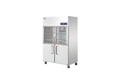 China Glass Door Stainless Steel Freezers Double Temperature 220V for sale