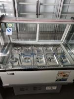 China 8 Barrel Commercial Ice Cream Freezer Dipping Cabinet 12 Tray Tempered Glass for sale