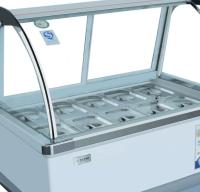 China 8 Barrel Commercial Ice Cream Freezer Dipping Cabinet 12 Tray Tempered Glass for sale
