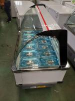 China 8 Barrel Commercial Ice Cream Freezer Dipping Cabinet 12 Tray Tempered Glass for sale