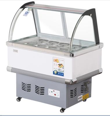 China Glass Ice Cream Showcase Freezer 12 Buckets 16 Plates for sale