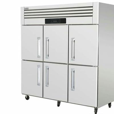 China Six Doors Commercial Upright Freezer Stainless Steel R600a R134a for sale