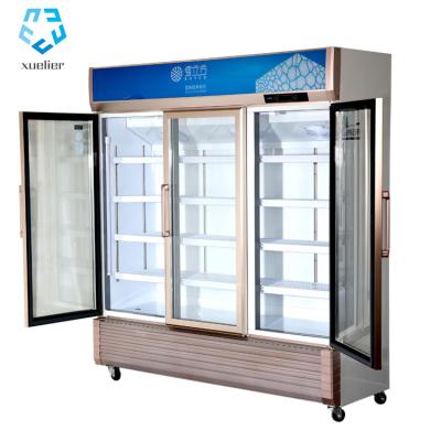 China Three Door Juice Glass Door Display Freezer Fan Cooling 1138L for sale