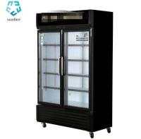 China Supermarket Transparent Glass Door Display Refrigerator Vertical Bottle Chiller for sale
