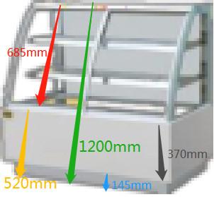 China Air Cooling Bakery Refrigerated Display Case 900x660x1130mm for sale