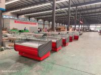 China Special Curved Glass Butcher Meat Freezer Supermarket Air Cooling for sale
