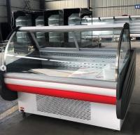 China Special Curved Glass Butcher Meat Freezer Supermarket Air Cooling for sale