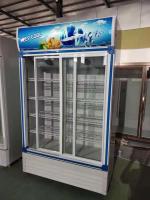 China 1168L Glass Door Display Freezer , 110V To 240V 3 Sliding Door Refrigerator for sale