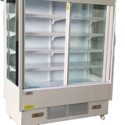 China Upright Commercial Glass Door Display Freezer Sliding 2 Door Fan Cooling for sale