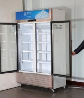 China Supermarket Beverage Glass Door Display Freezer Golden Frame 2 Door for sale