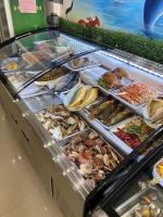 China Ladder ice table seafood barbecue display commercial order fruit fishing preservation cabinet for sale