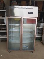 China Double door large capacity commercial glass door stainless steel reefer freezer for sale