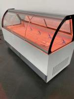 China Duck neck deli freezer freezer display cabinet single and double temperature front and rear door arc glass for sale