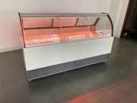 China Duck neck deli freezer freezer display cabinet single and double temperature front and rear door arc glass for sale