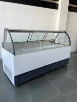 China Duck neck deli freezer freezer display cabinet single and double temperature front and rear door arc glass for sale
