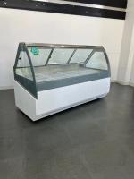 China Duck neck deli freezer freezer display cabinet single and double temperature front and rear door arc glass for sale